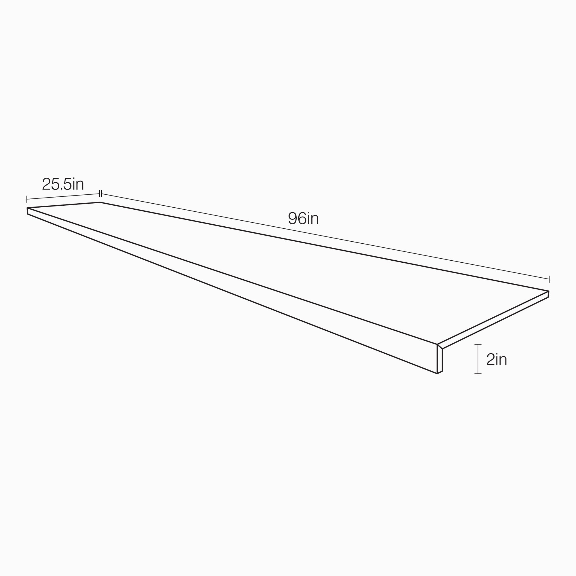 Travertine Pre-Fab 25.5x96 L-Shaped Top Matte Porcelain Tile in Navona ...