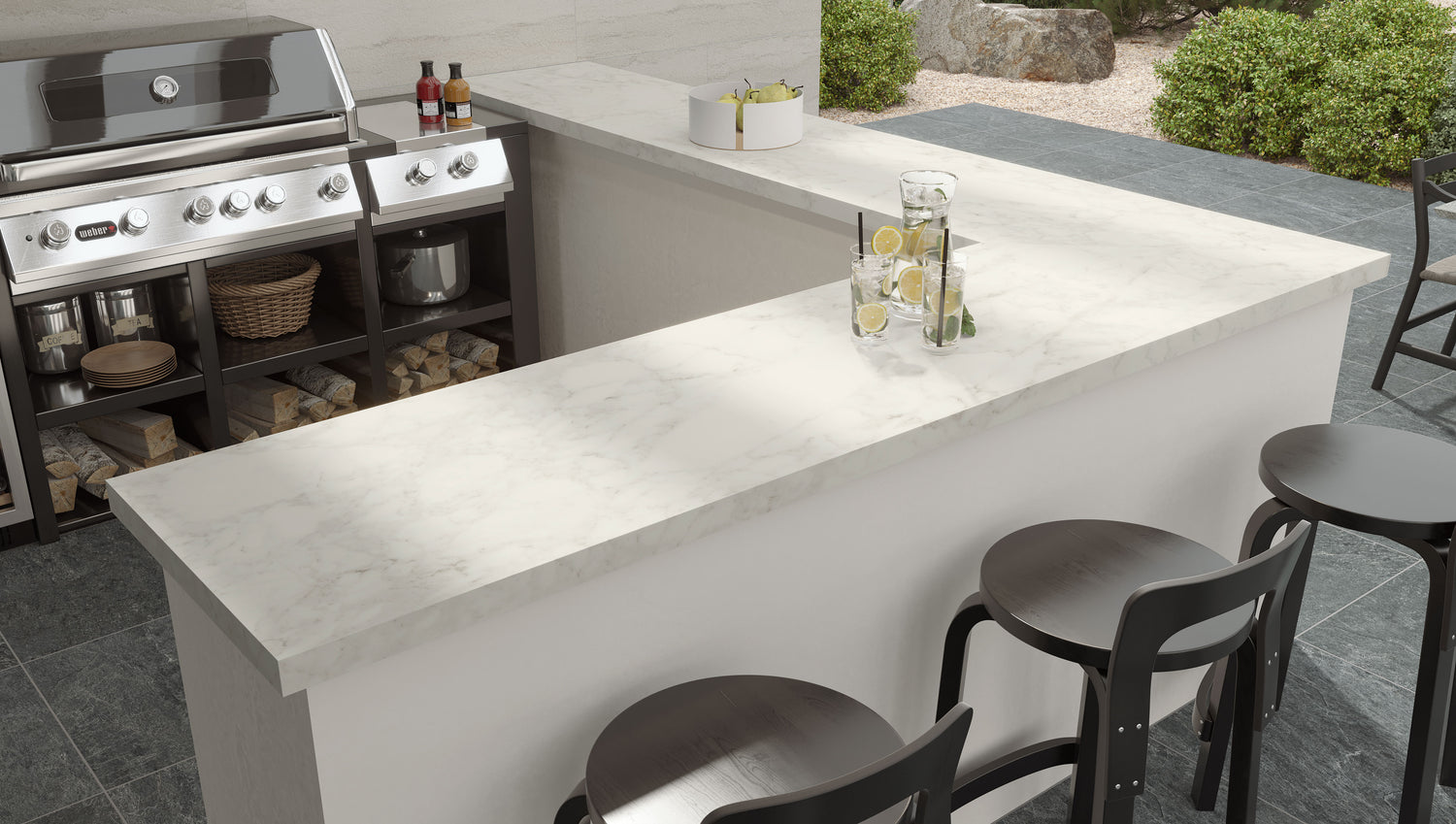 JEM Pre-Fab 25.5x96 L-Shaped Top Matte Porcelain Tile in Adagio White ...