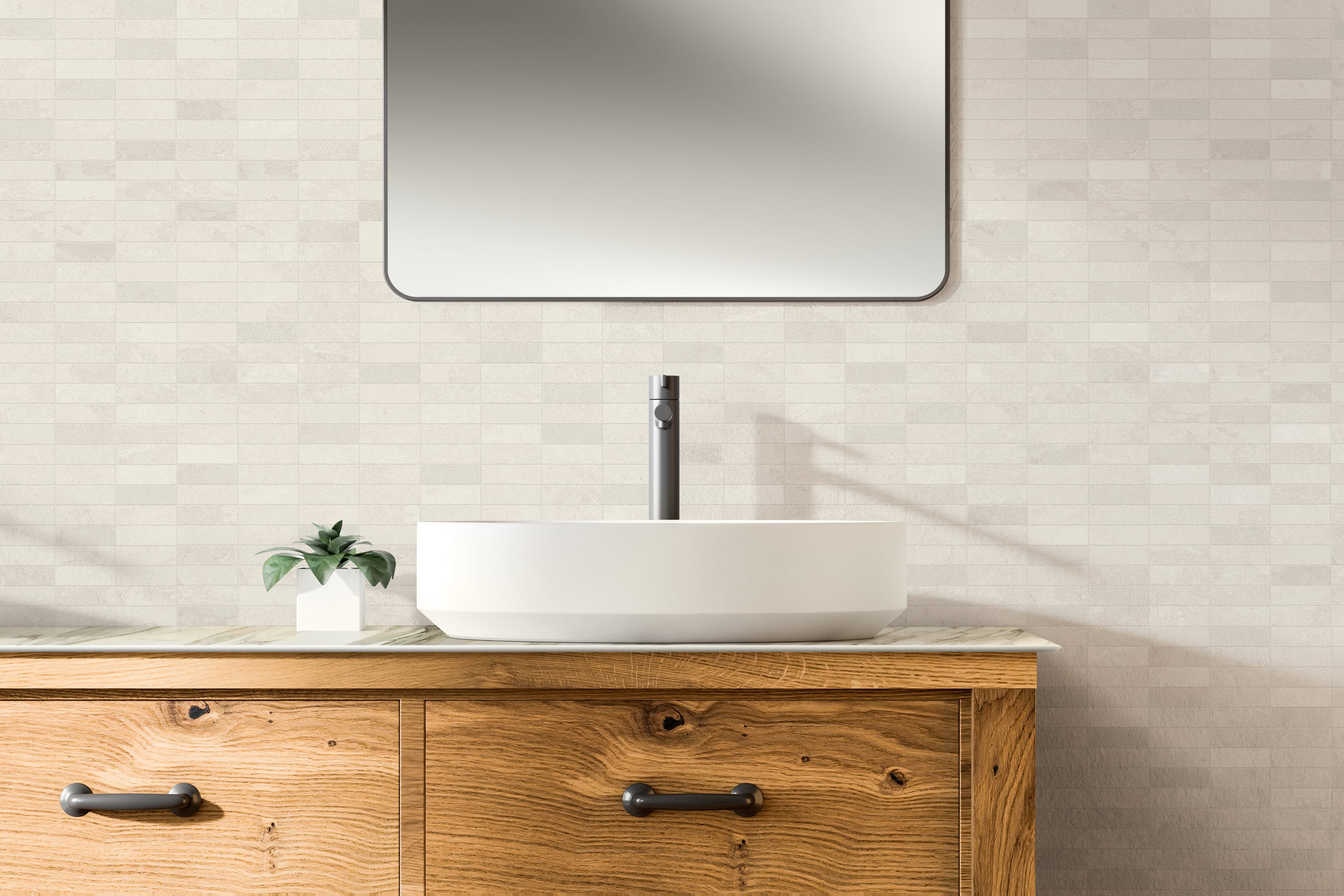 Net-Zero 1x3 Matte Porcelain Mosaic Tile in Ivory – MILE®stone