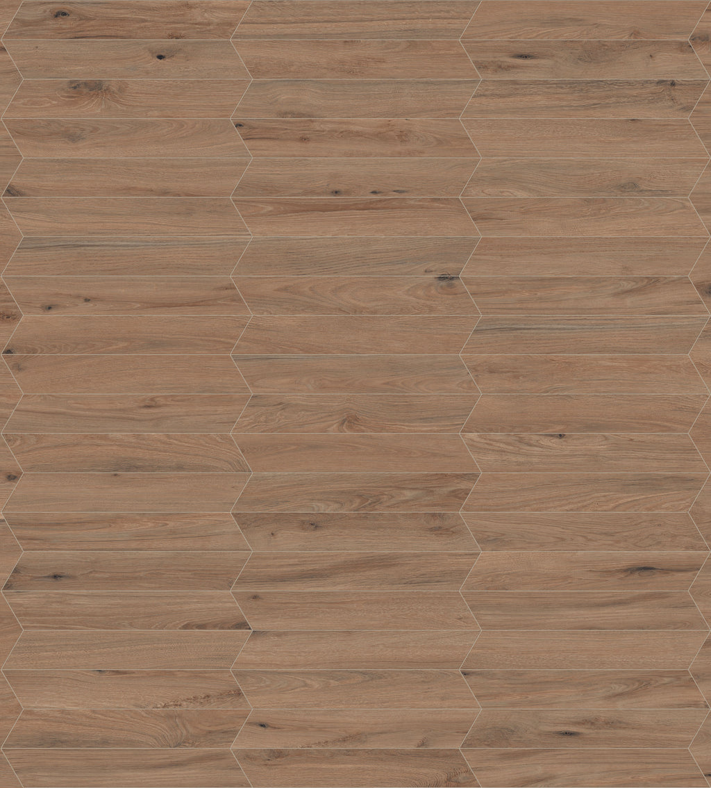 Shapes 4x24 Matte Porcelain Chevron Tile in Chestnut A+B – MILE®stone