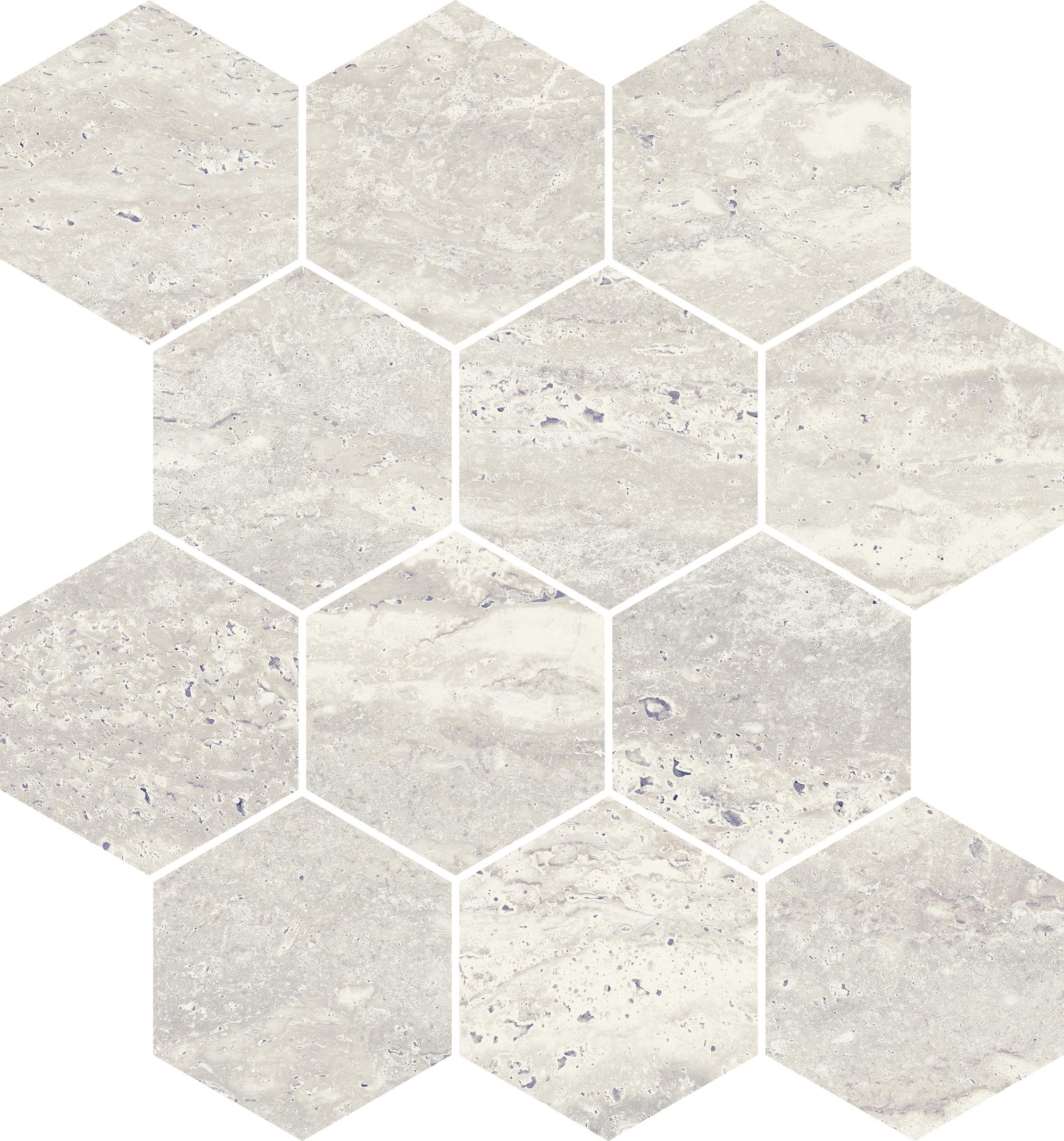 Travertine 3x3 Polished Porcelain Hexagon Mesh Mosaic Tile in Roman ...