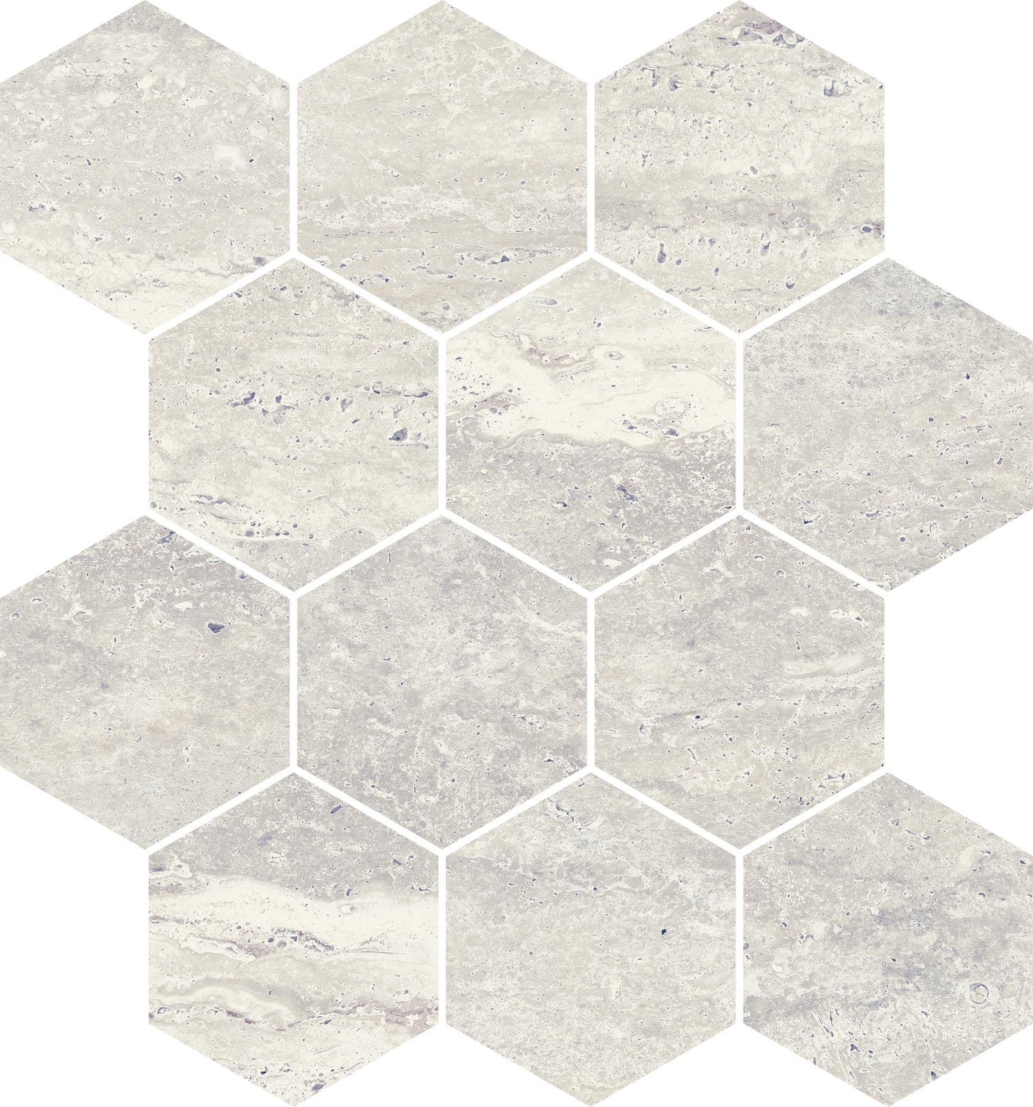 Travertine 3x3 Polished Porcelain Hexagon Mesh Mosaic Tile in Roman ...