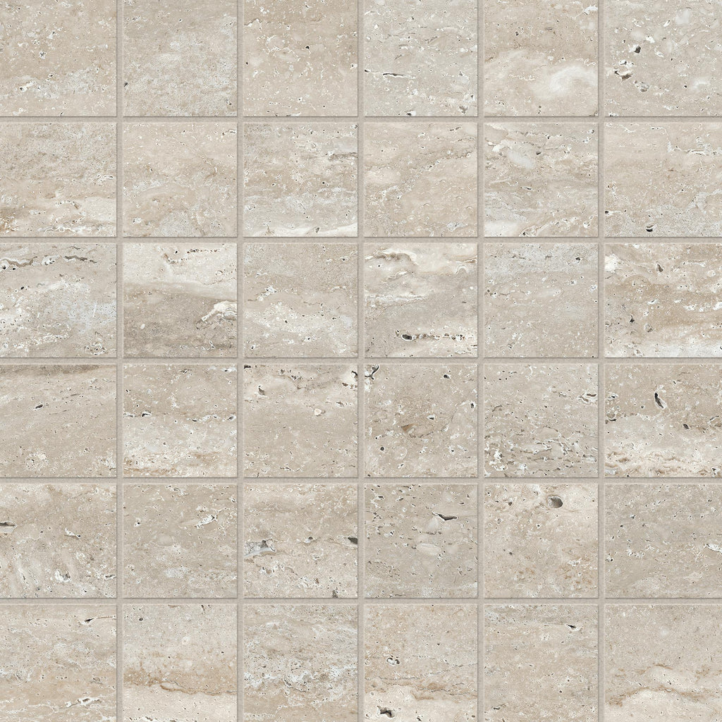 Travertine 2x2 Polished Porcelain Mesh Mosaic Tile in Silver – MILE®stone