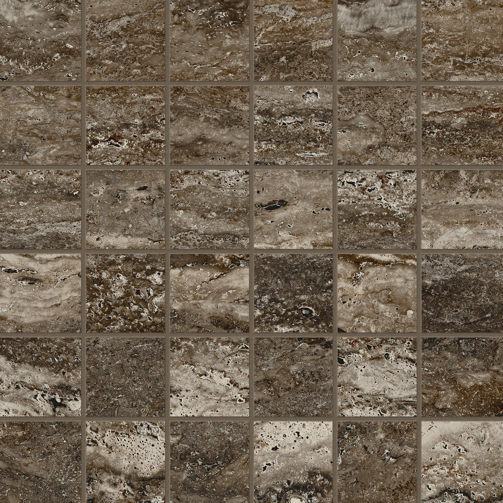 Travertine 2x2 Polished Porcelain Mesh Mosaic Tile in Titanium – MILE®stone