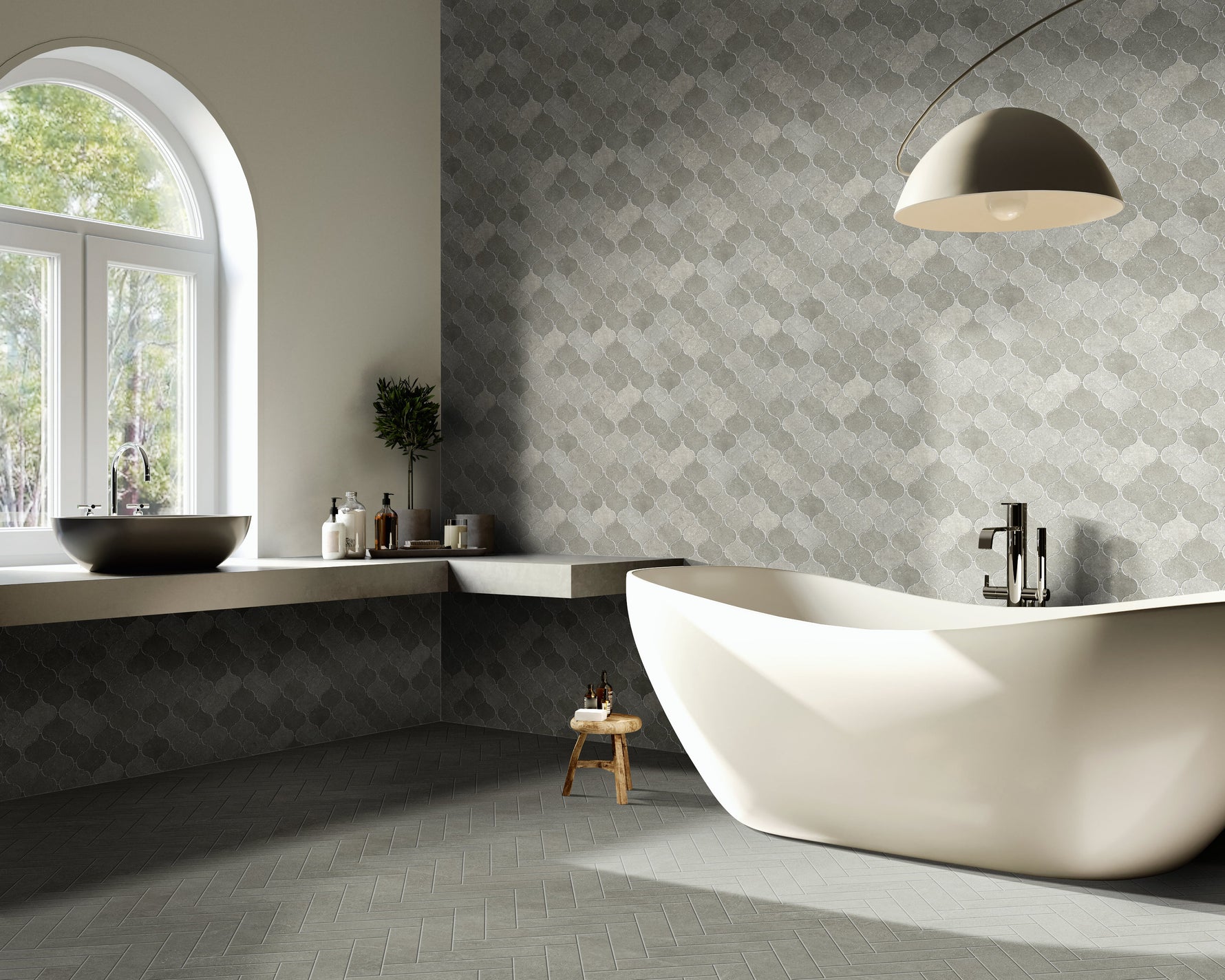 Tycoon 12x14.5 Matte Porcelain Arabesque Mosaic Tile in Grey Mix – MILE ...