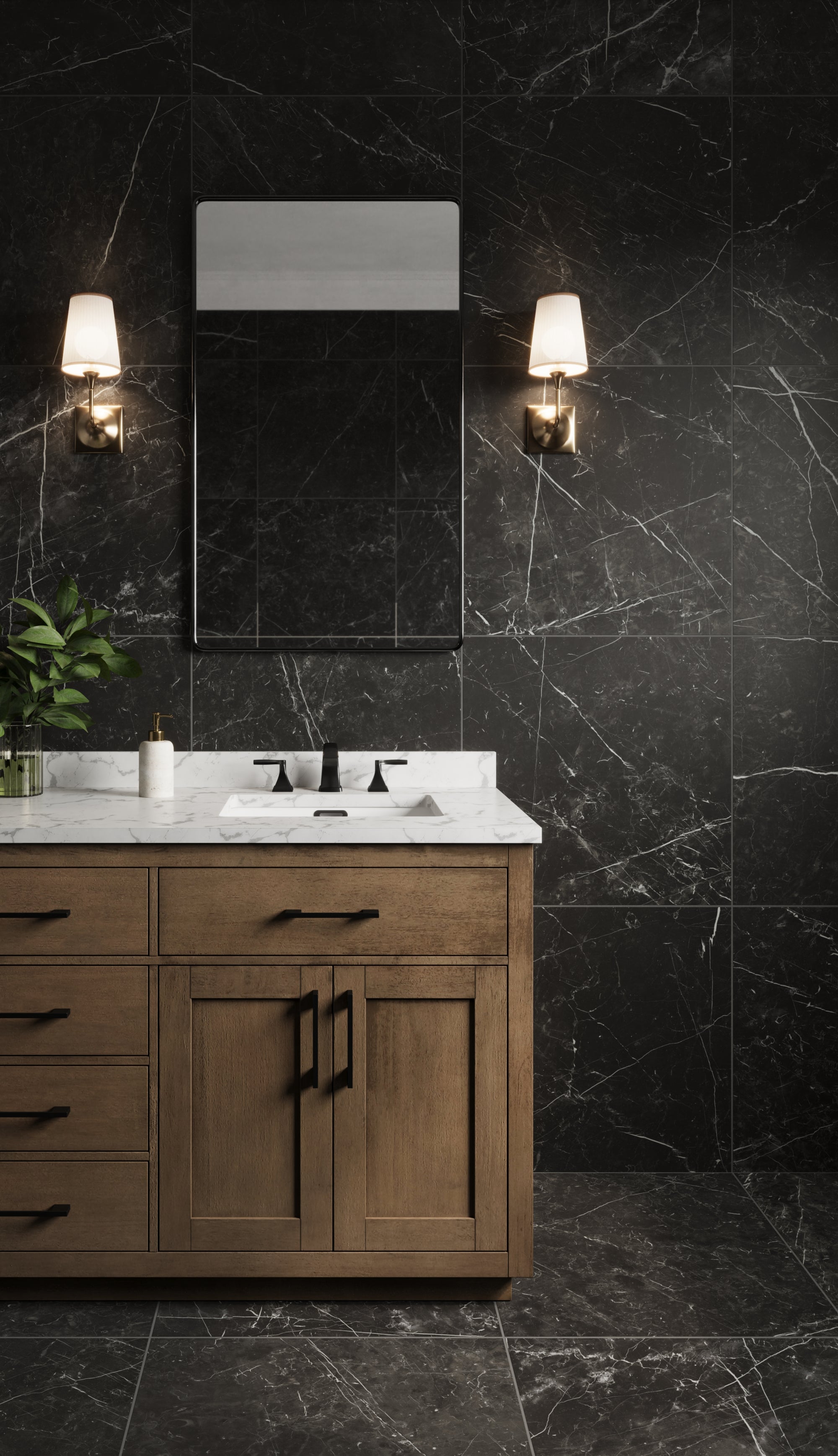Luxury 24x24 Matte Porcelain Tile in Nero Marquina – MILE®stone